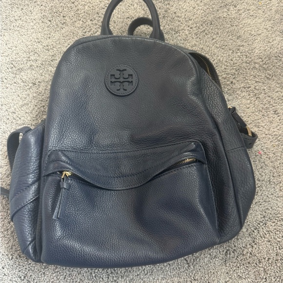 Tory Burch | Bags | Tory Burch Navy Pebbled Leather Backpack Thea Blue ...